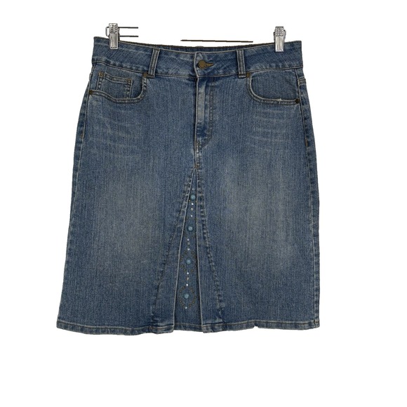 KIKIT | Skirts | Y2k Kikit Women Studded Jean Skirt 8 Denim Jeweled ...